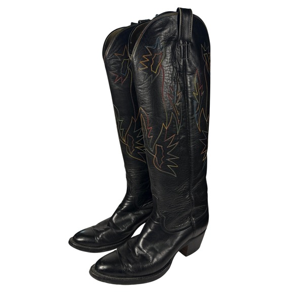 Larry Mahan | Shoes | Larry Mahan Womens Black Leather Western Cowboy ...